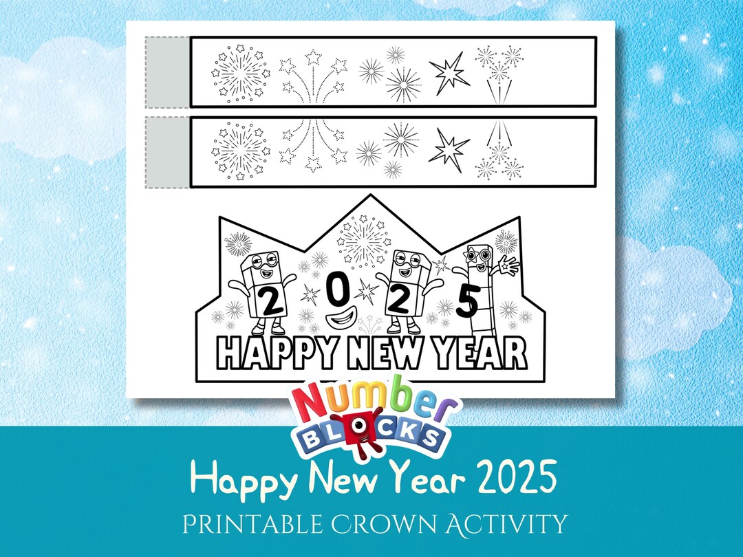 Numberblocks New Year 2025 Printable Crown Digital Printable ...