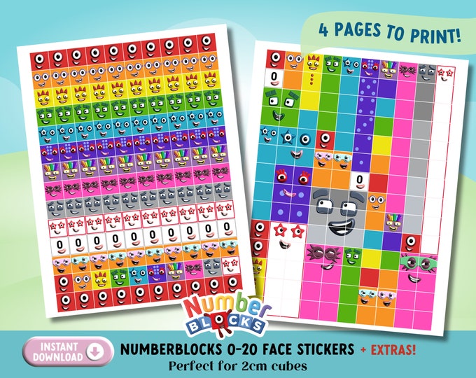 NUMBERBLOCKS Printable Stickers With Background - Numbers 1-10 Plus ...