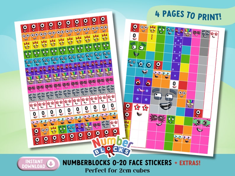 NUMBERBLOCKS Face Sticker Bundle - Numbers 0-20 Plus EXTRAS - 4 ...