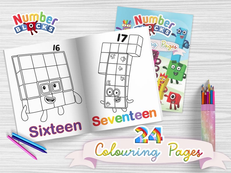 Numberblocks 1-20 Colouring Pages - Digital Printable - 24 PAGES -PLUS ...