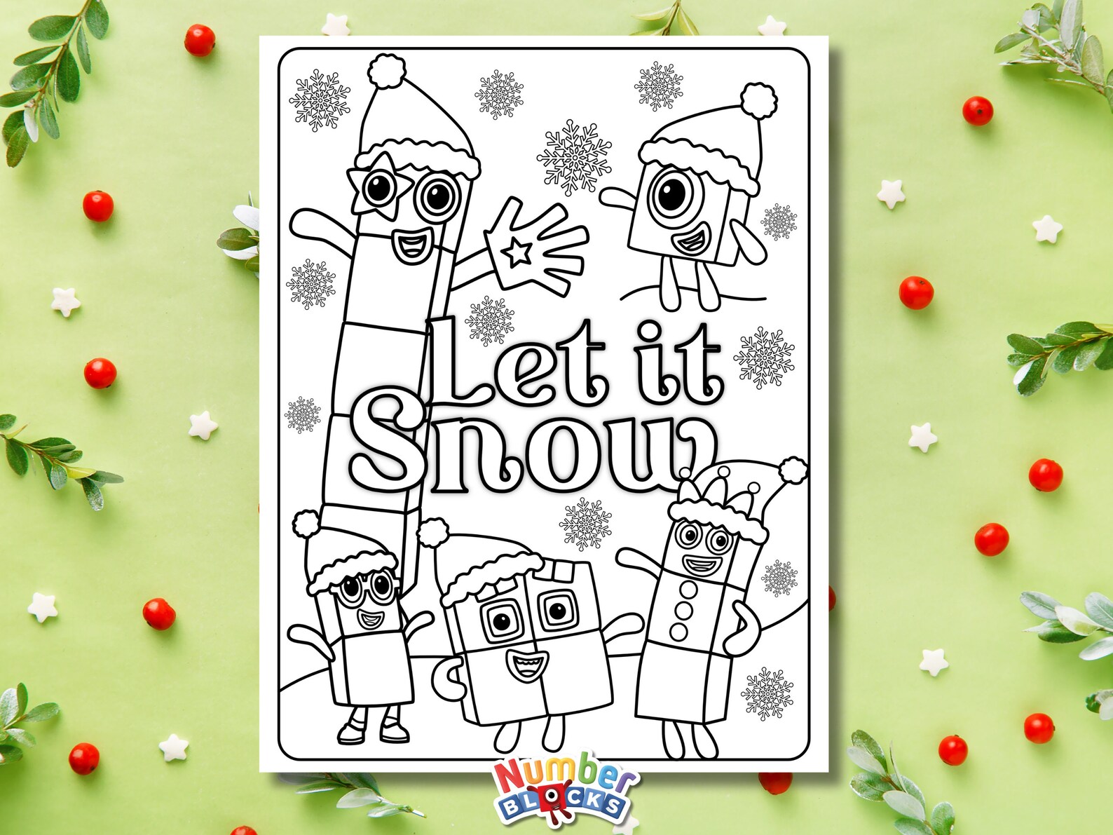 Numberblocks Christmas Coloring Page Digital Printable Numberblocks 1 ...
