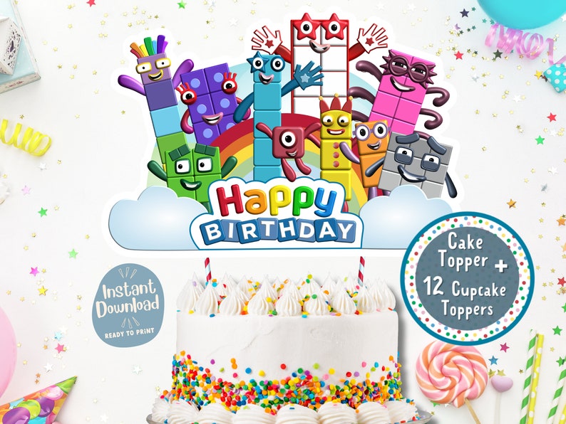 Numberblocks Birthday Cake Topper and Cupcake Toppers (digital Print ...