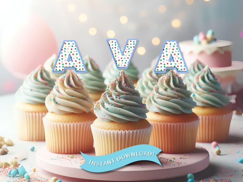 NUMBERBLOCKS Birthday Cake Topper Cupcake Toppers Digital Printable PNG ...