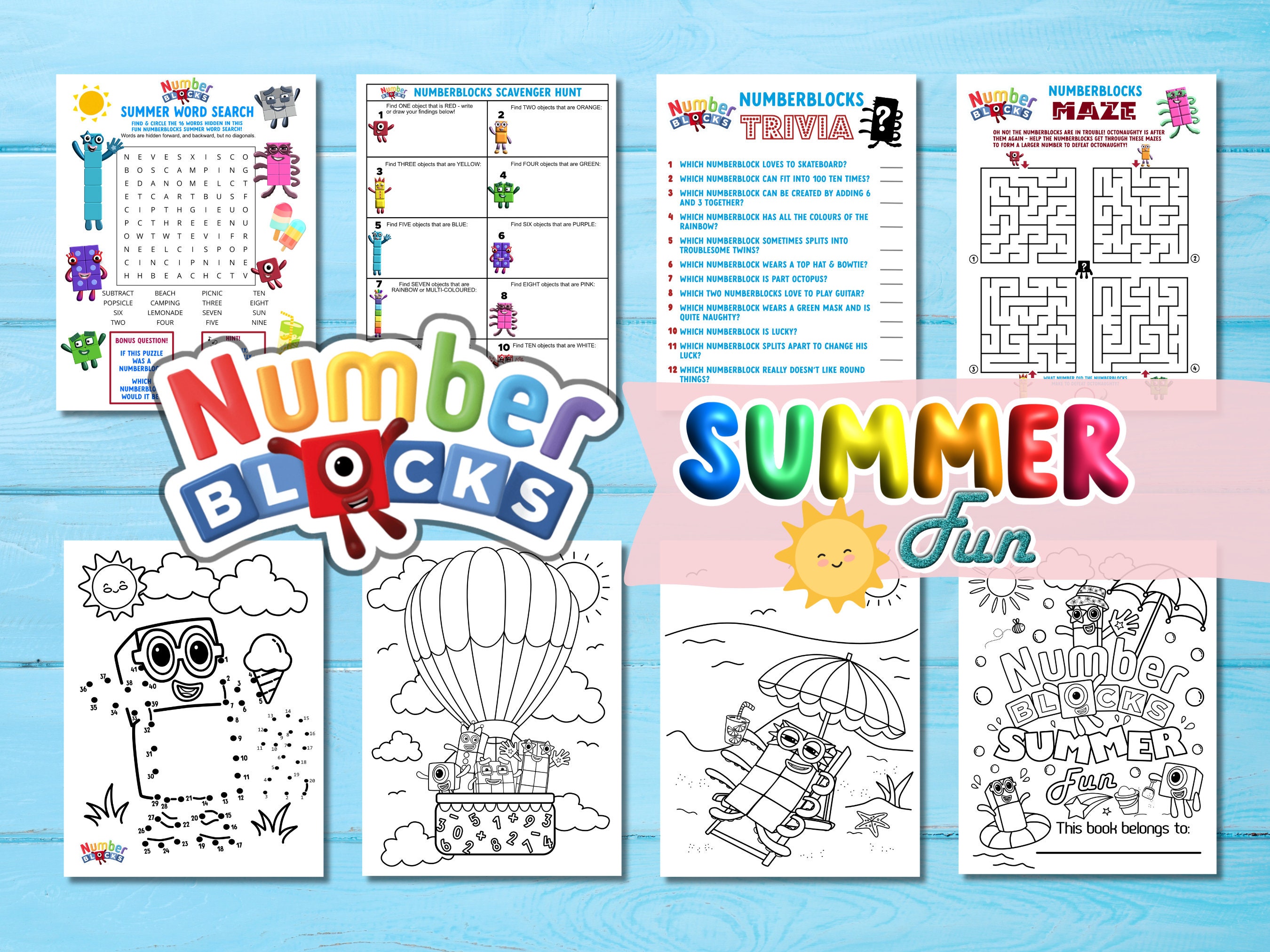 NUMBERBLOCKS Activity Book - PDF Book - 11 Pages - Colouring Pages ...