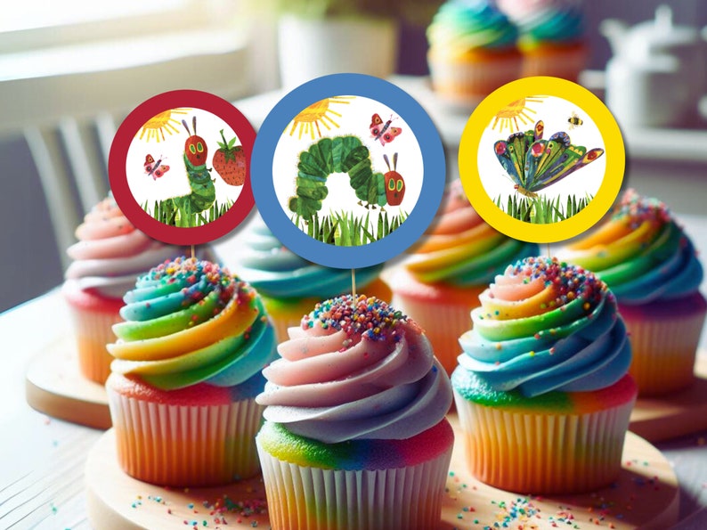Very Hungry Caterpillar Cupcake Toppers Digital File Hungry Caterpillar ...