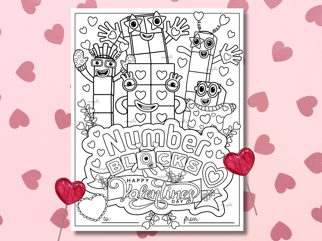 Numberblocks Valentine's Day Colouring Page - Digital Printable ...