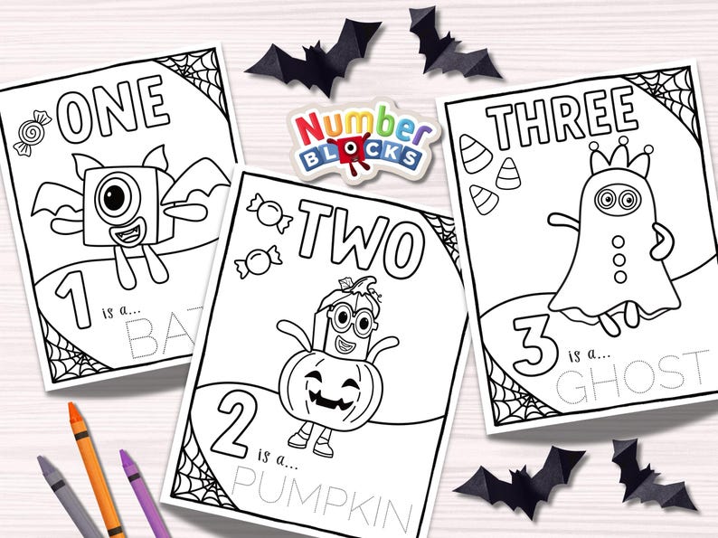 Numberblocks HALLOWEEN Colouring Pages - Digital Printable - 11 Pages ...