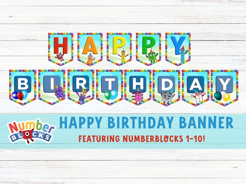 NUMBERBLOCKS Birthday Banner- Digital Printable - Numberblocks Birthday ...