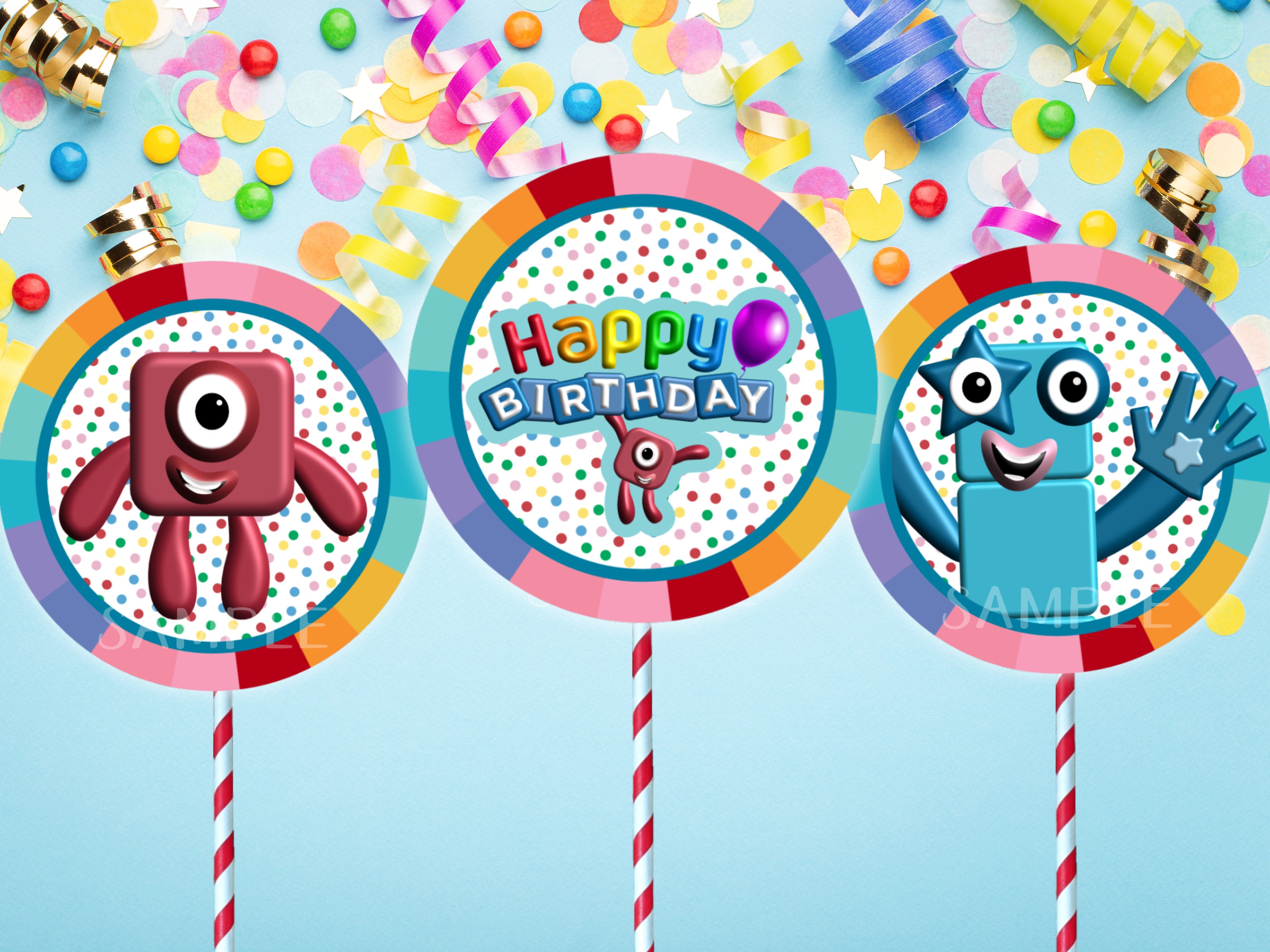 Numberblocks Cake Topper 12 Cupcake Toppers Digital Print Numberblocks ...