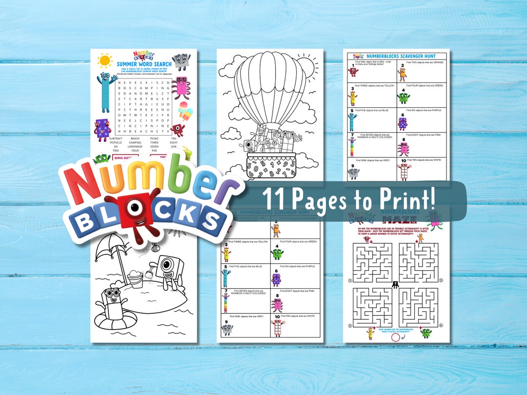 Numberblocks SUMMER Activity Book Digital Printable 11 Pages Colouring ...