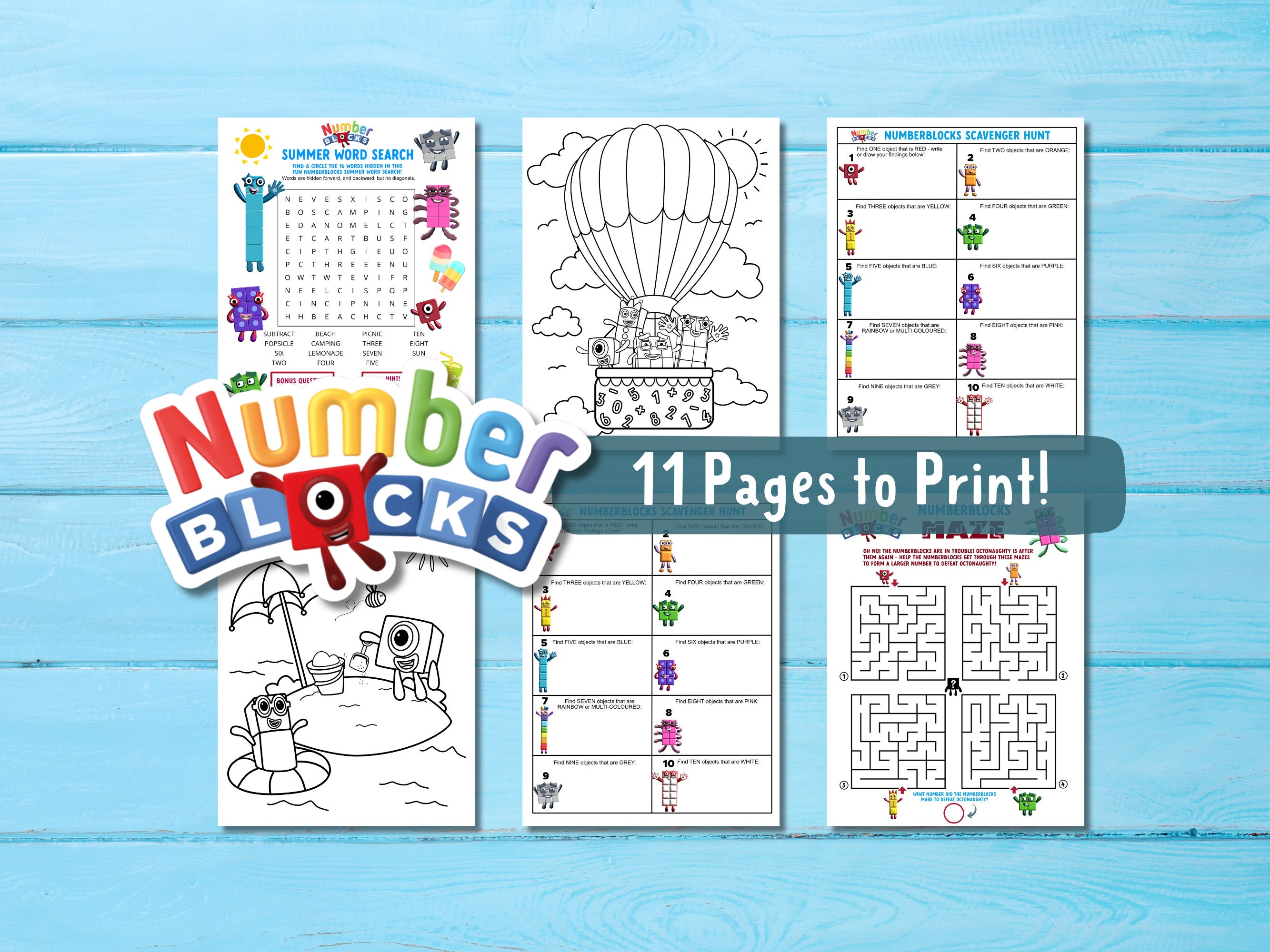 Numberblocks SUMMER Activity Book Digital Printable 11 Pages Colouring ...