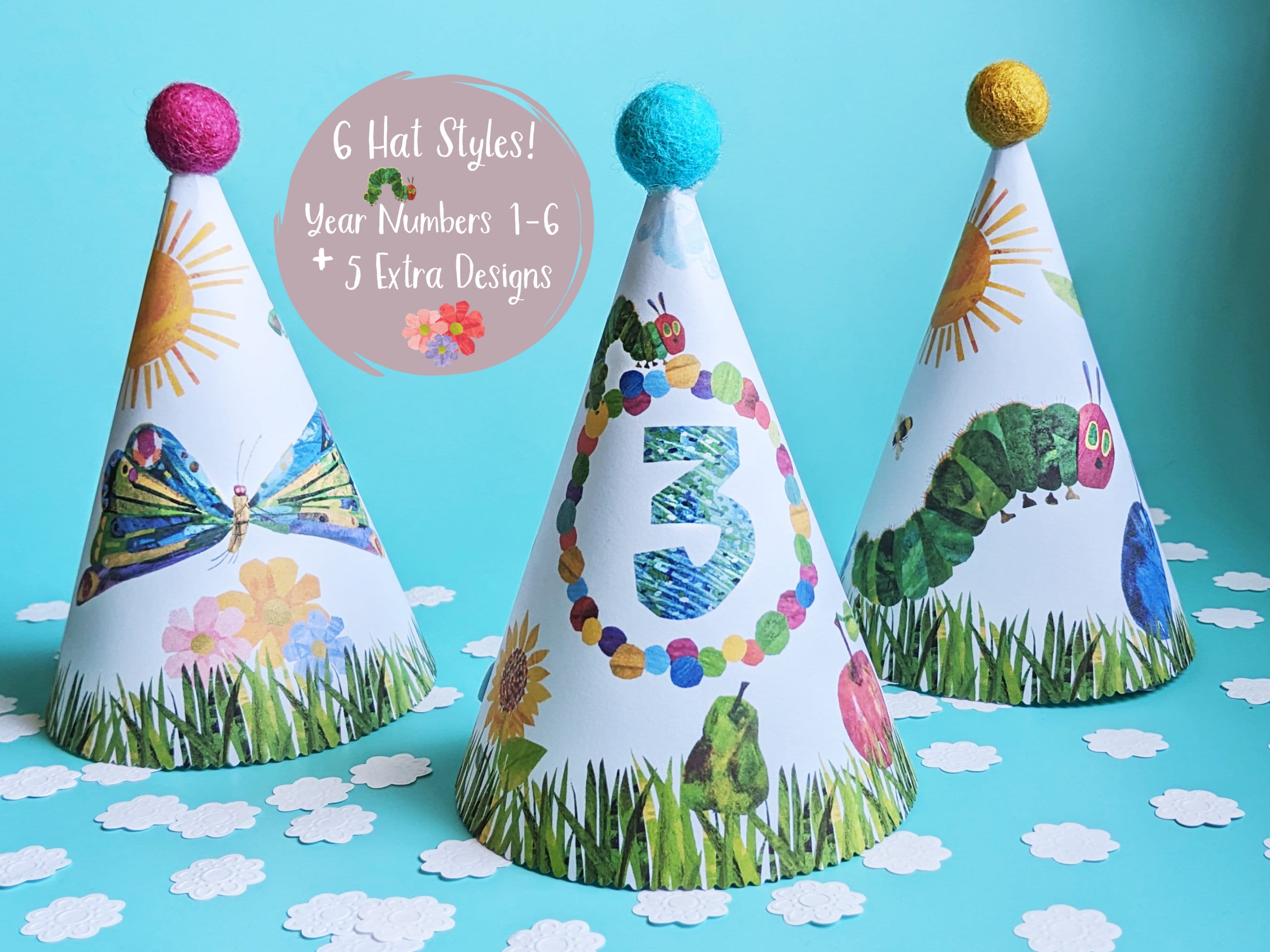 Very Hungry Caterpillar Birthday Hats Printable Hats Hungry Caterpillar ...