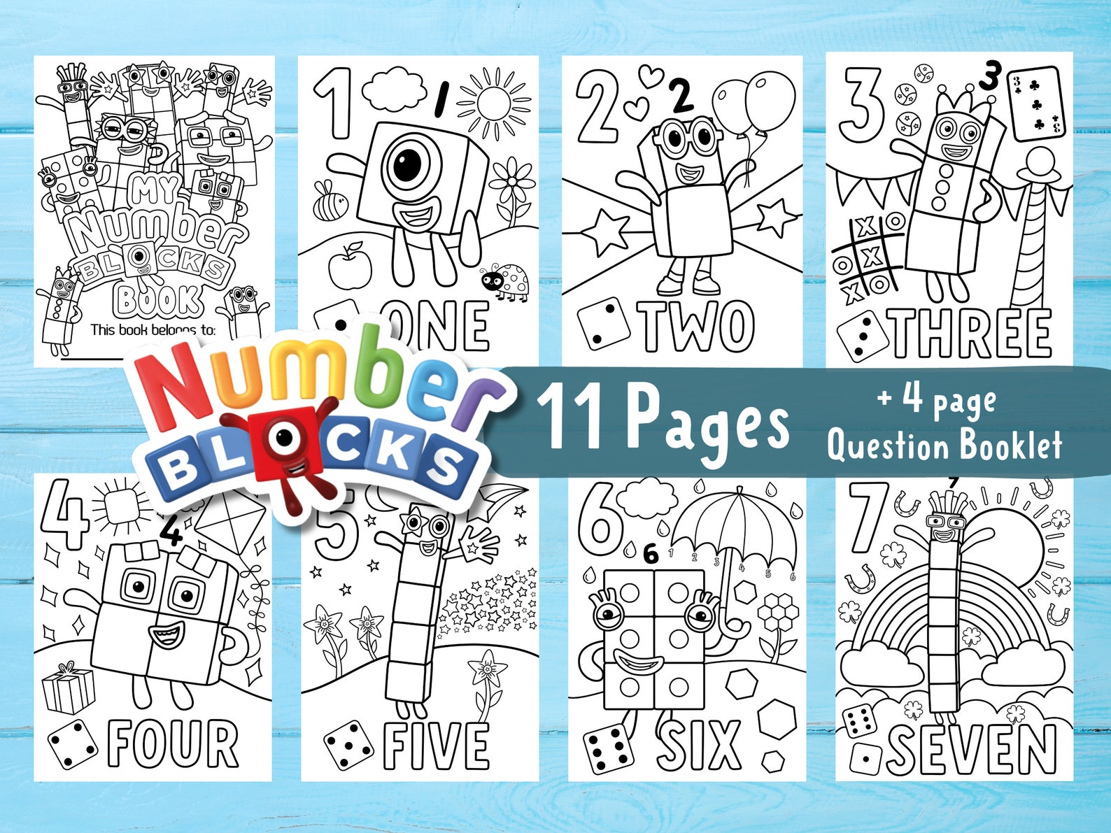 Numberblocks Colouring Book - Digital Printable - 11 Pages + 4 Pages of ...