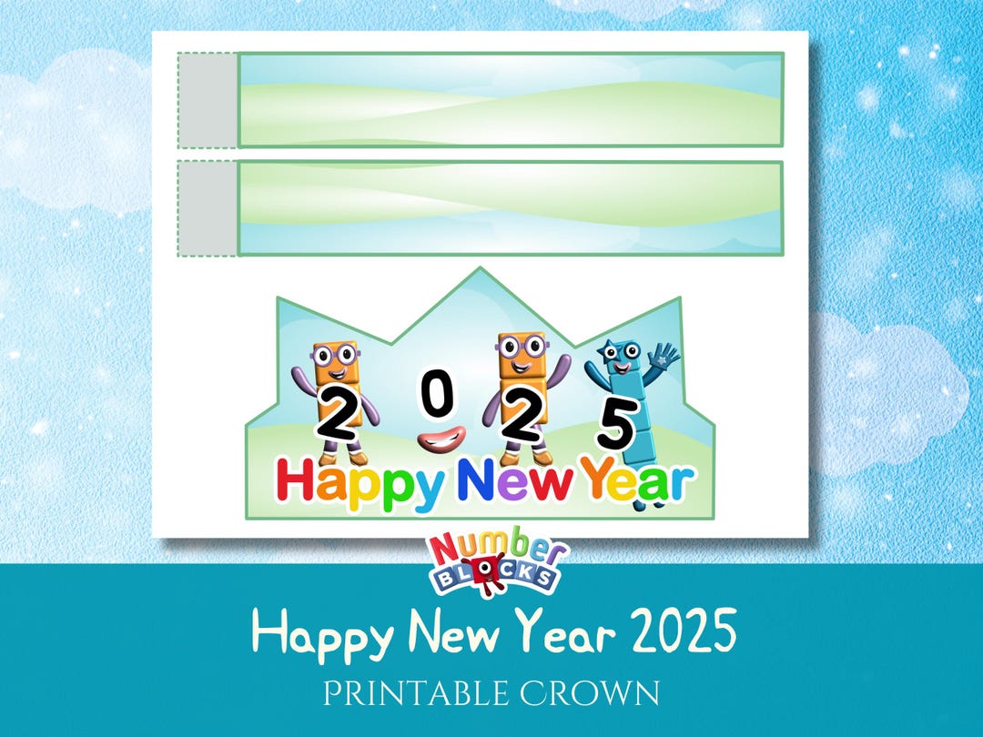 Numberblocks New Year 2025 Printable Crown Digital Printable ...