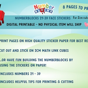NUMBERBLOCKS Digital Face Sticker Bundle Set 2 - Numbers 21 - 39 ...