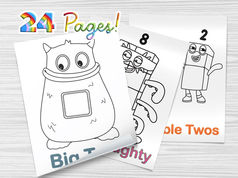 Páginas para colorear de Numberblocks 1-20 Imprimibles digitales 24 ...