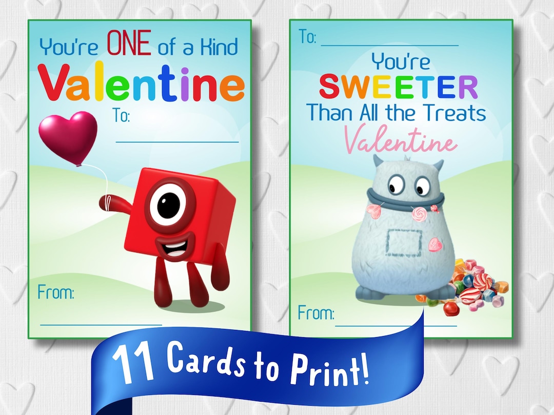 Numberblocks Valentines Digital Printable Valentine Cards PDF 11 Cards ...