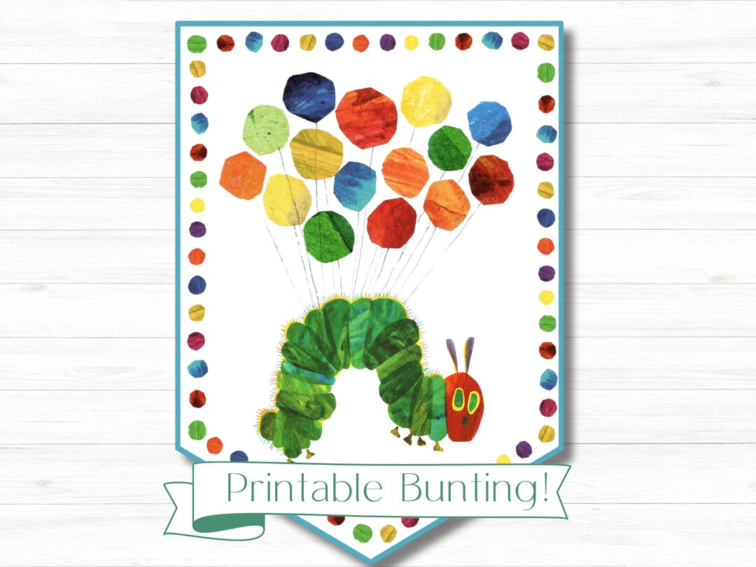 Very Hungry Caterpillar Birthday Banner With Age Numbers 1-5 + Alphabet ...