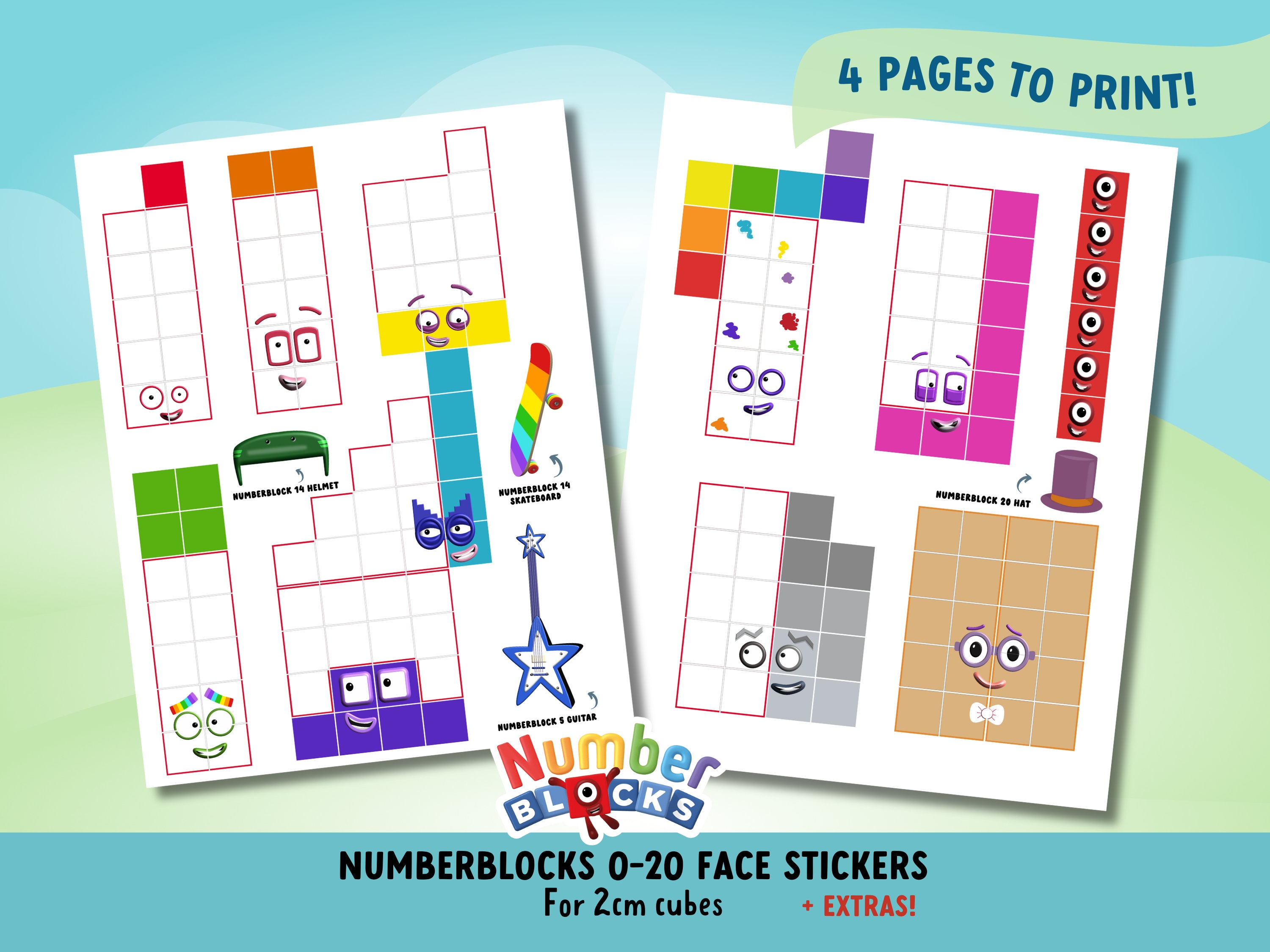 NUMBERBLOCKS Face Sticker Bundle - Numbers 0-20 Plus EXTRAS - 4 ...