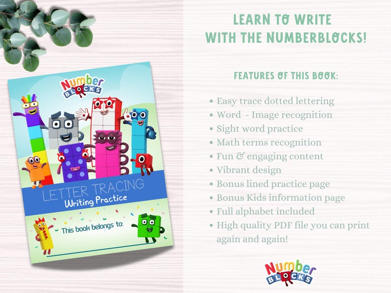Writing Practice Pages Numberblocks | Printable Handwriting Workbook ...