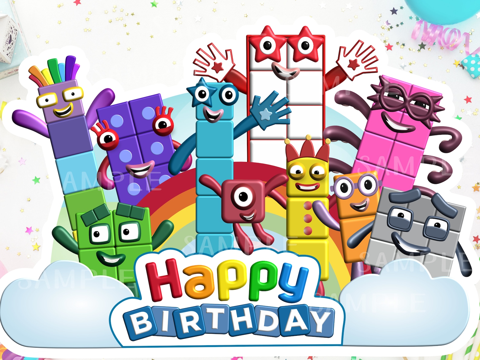 Numberblocks Birthday Cake Topper and Cupcake Toppers (digital Print ...