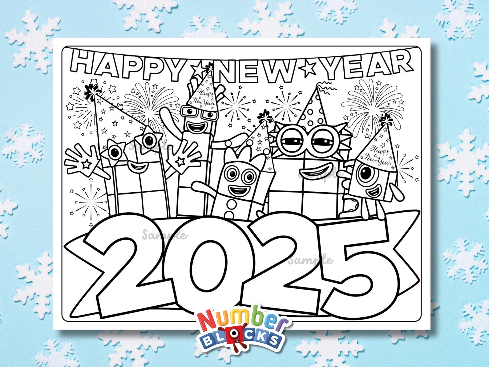 Numberblocks New Year 2025 Colouring Page Digital Printable ...