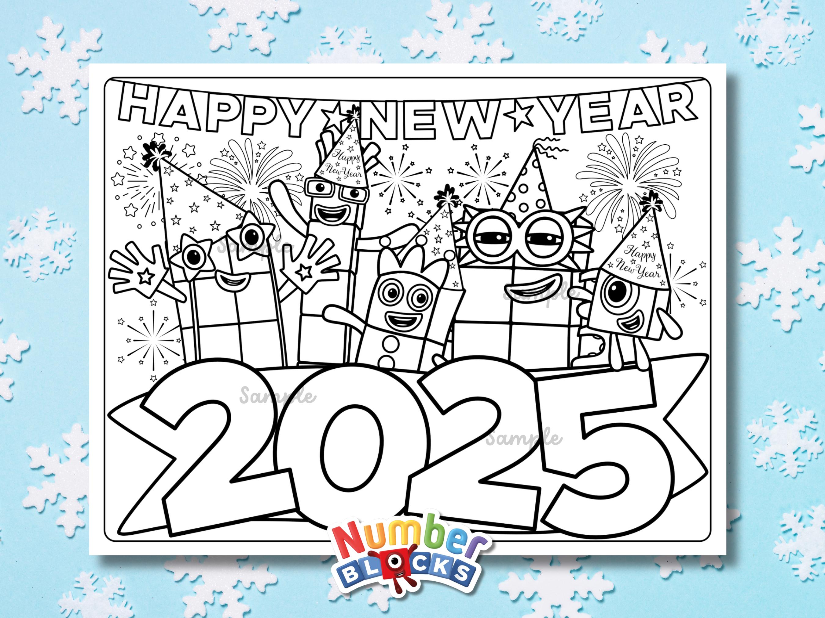 Numberblocks New Year 2025 Colouring Page Digital Printable ...