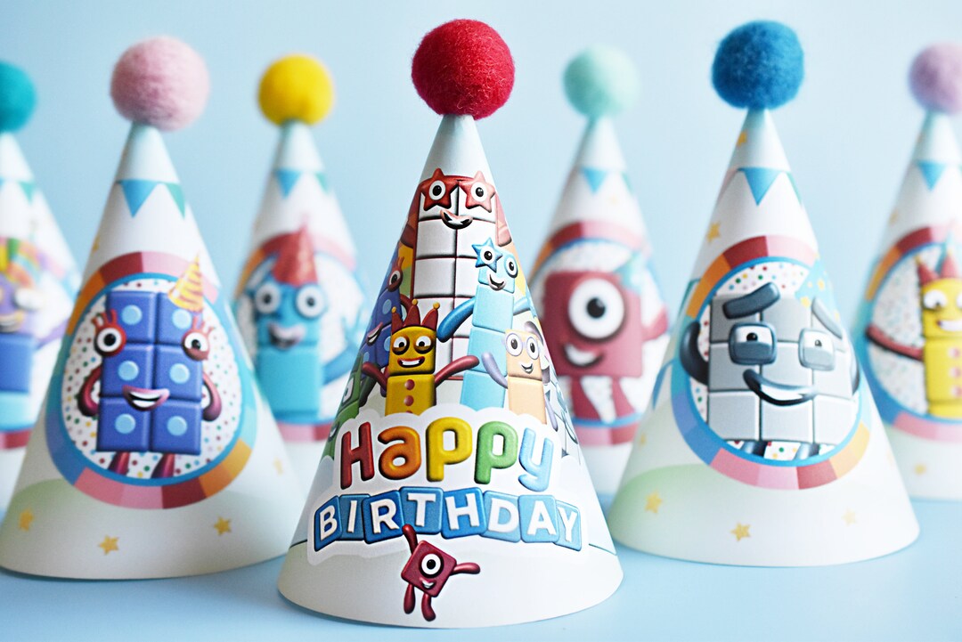 NUMBERBLOCKS Birthday Hats - Digital Printable - Numberblocks Birthday ...