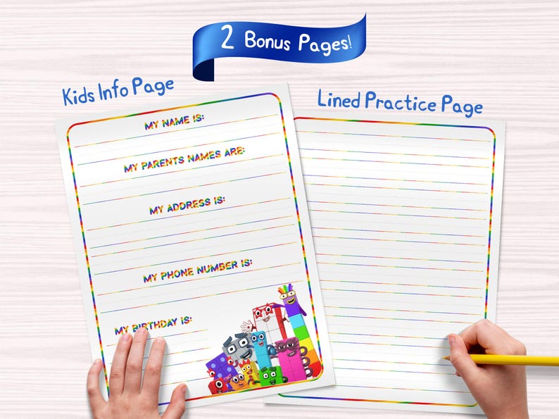 Writing Practice Pages Numberblocks | Printable Handwriting Workbook ...