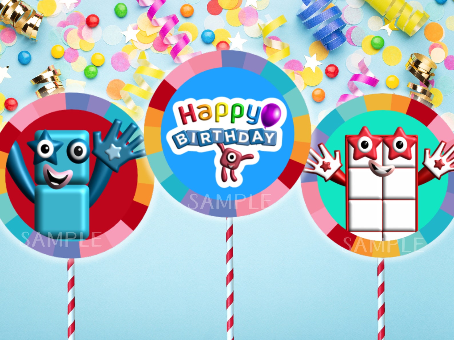 Numberblocks Cake Topper + 12 Cupcake Toppers - Digital Print ...