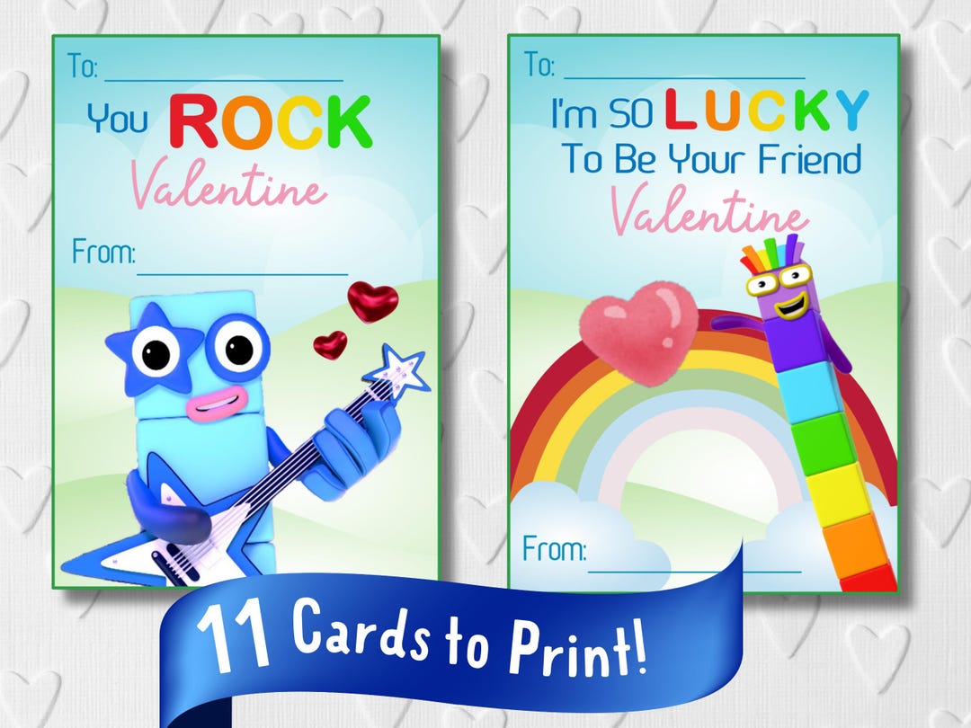 Numberblocks Valentines Digital Printable Valentine Cards PDF 11 Cards ...