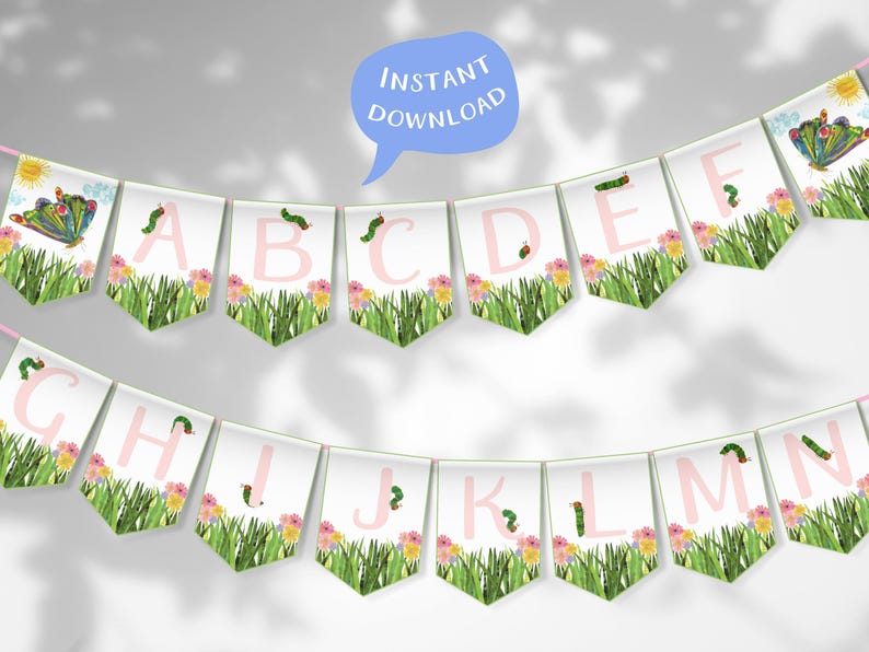 Very Hungry Caterpillar Alphabet Letters - Pale Pink- Digital File ...