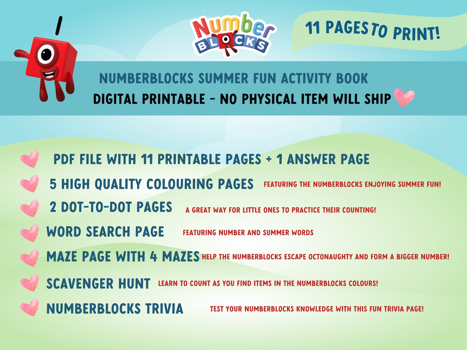 NUMBERBLOCKS Activity Book - PDF Book - 11 Pages - Colouring Pages ...
