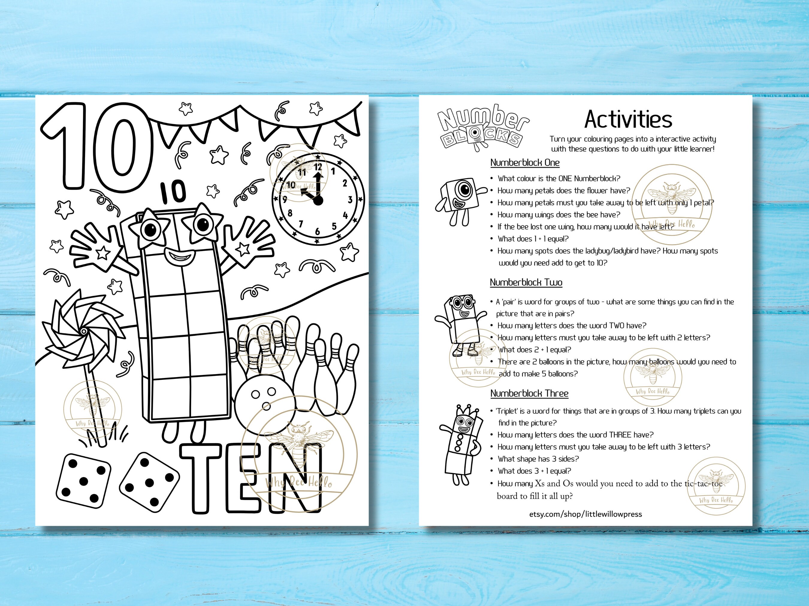 Numberblocks Colouring Book Digital Printable 11 Pages 4 Pages of ...