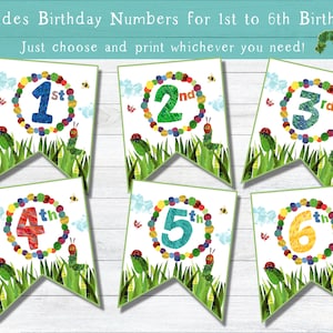 Very Hungry Caterpillar Birthday Banner With Age Numbers - Digital File ...