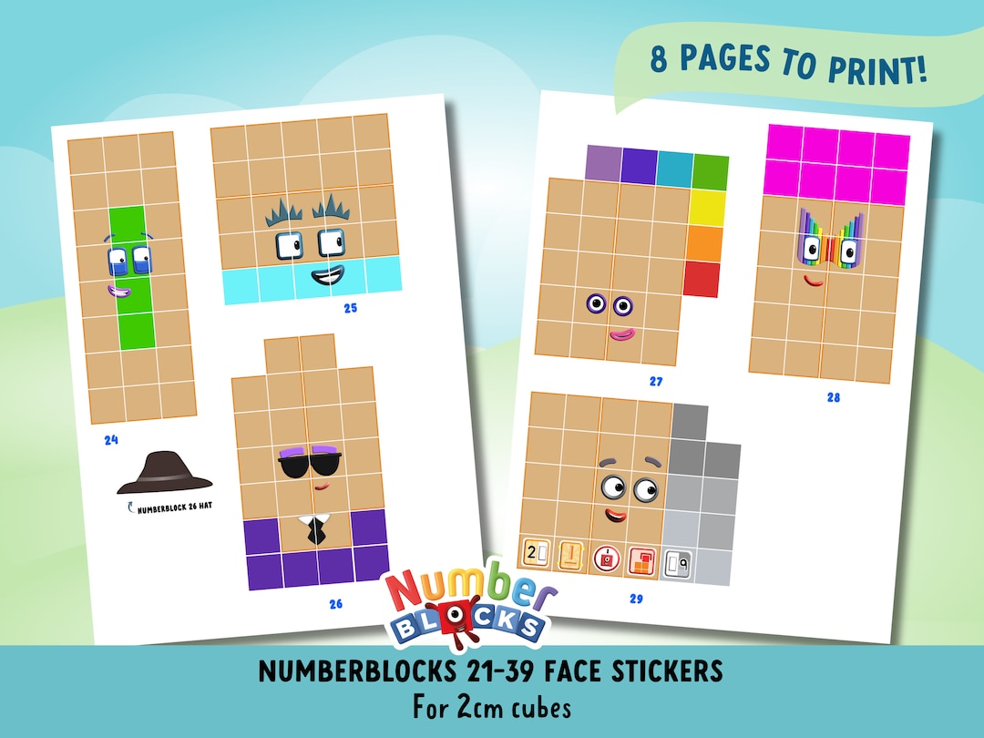 NUMBERBLOCKS Digital Face Sticker Bundle Set 2 - Numbers 21 - 39 ...