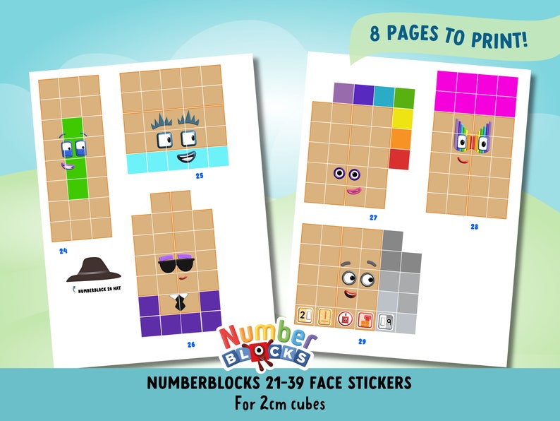 NUMBERBLOCKS Digital Face Sticker Bundle Set 2 - Numbers 21 - 39 ...