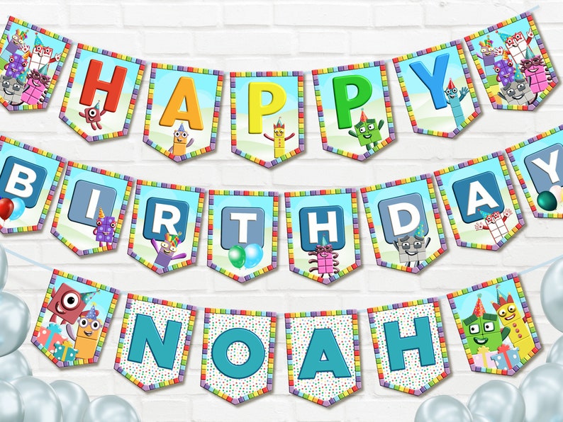 Numberblocks Birthday Banner: Printable Party Bunting (digital Download ...