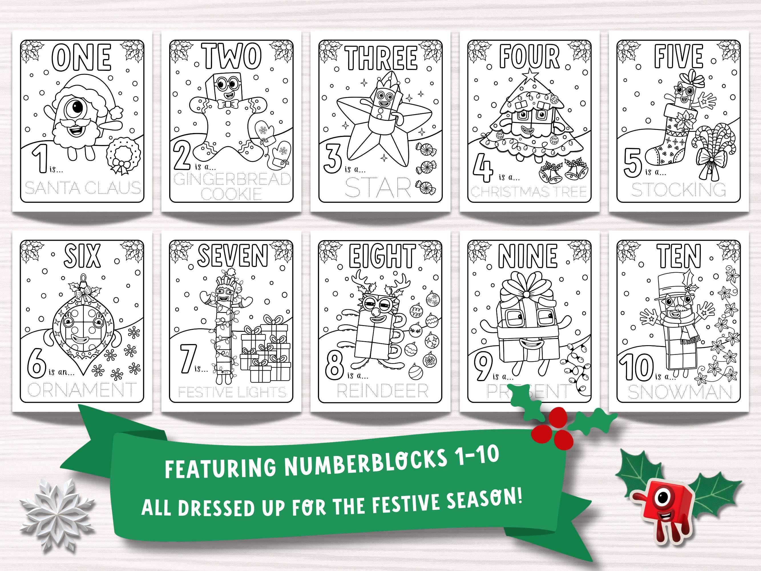 Numberblocks CHRISTMAS Colouring Pages - Digital Printable - 11 Pages ...