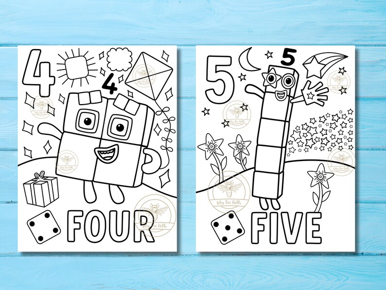 Numberblocks Coloring Book: 1-10, 11 Pages + Questions (digital ...