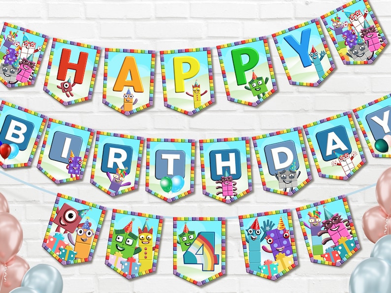 Printable NUMBERBLOCKS Birthday Bunting - Digital Download ...