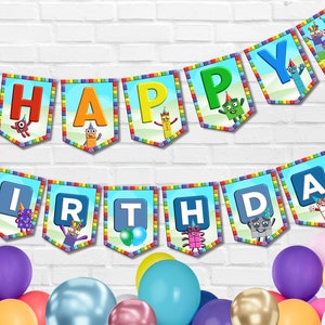NUMBERBLOCKS Birthday Banner- Digital Printable - Numberblocks Birthday ...