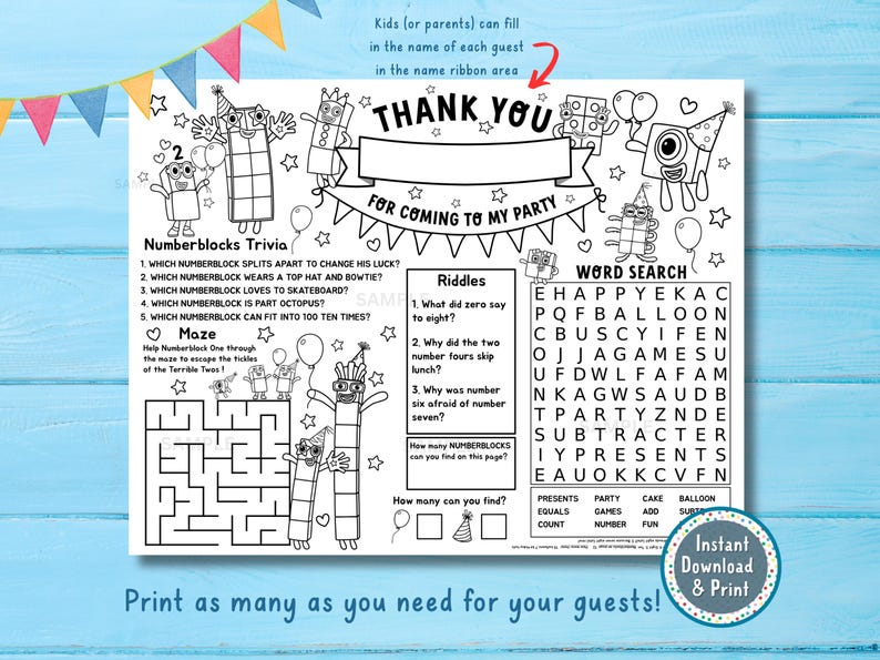 Numberblocks Birthday Thank You Activity Page (digital Download) - Etsy ...