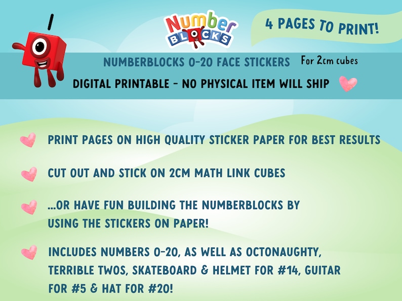 NUMBERBLOCKS Face Sticker Bundle - Numbers 0-20 Plus EXTRAS - 4 ...