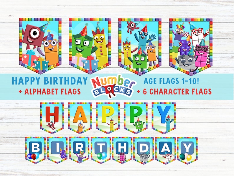 NUMBERBLOCKS Birthday Banner- Digital Printable - Numberblocks Birthday ...