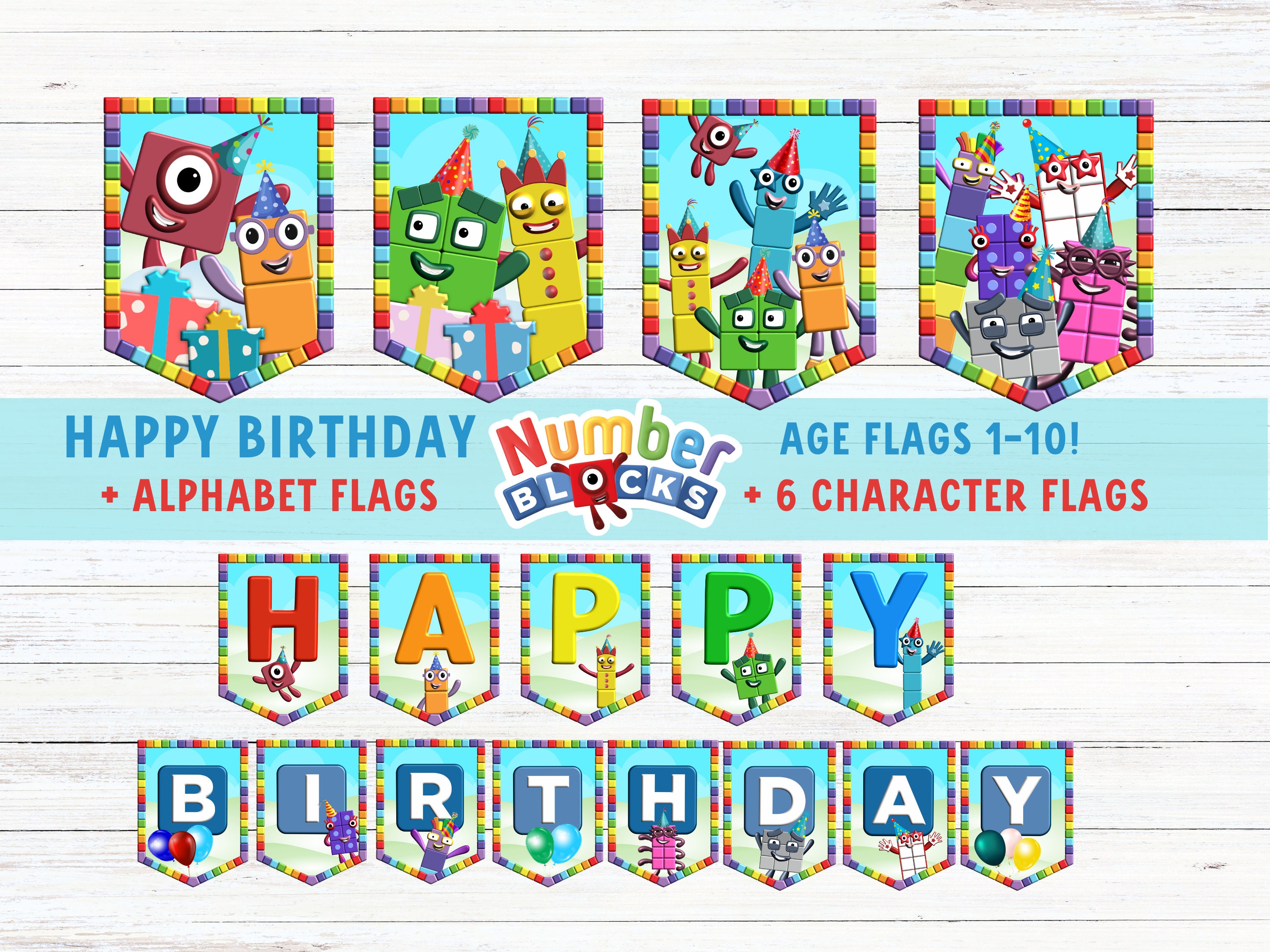 NUMBERBLOCKS Birthday Banner- Digital Printable - Numberblocks Birthday ...