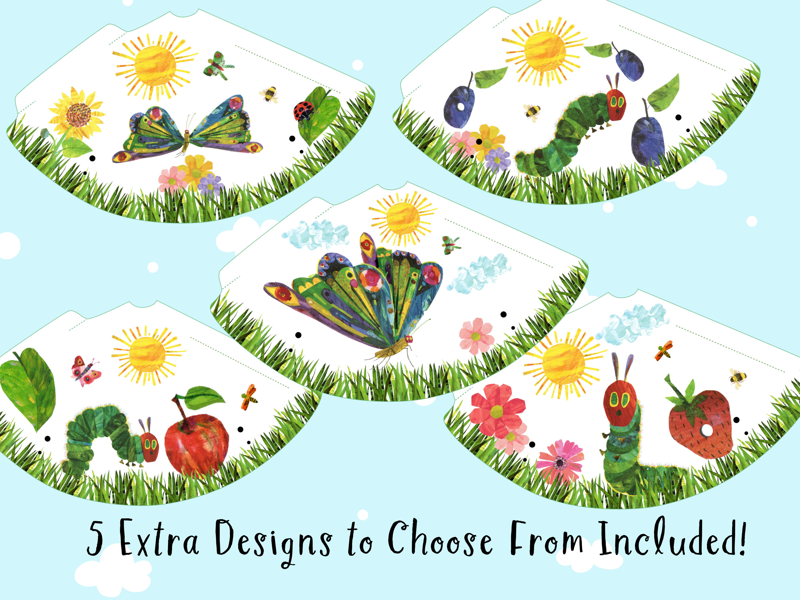 Very Hungry Caterpillar Birthday Party Hats: Ages 1-6 (printable PDF ...