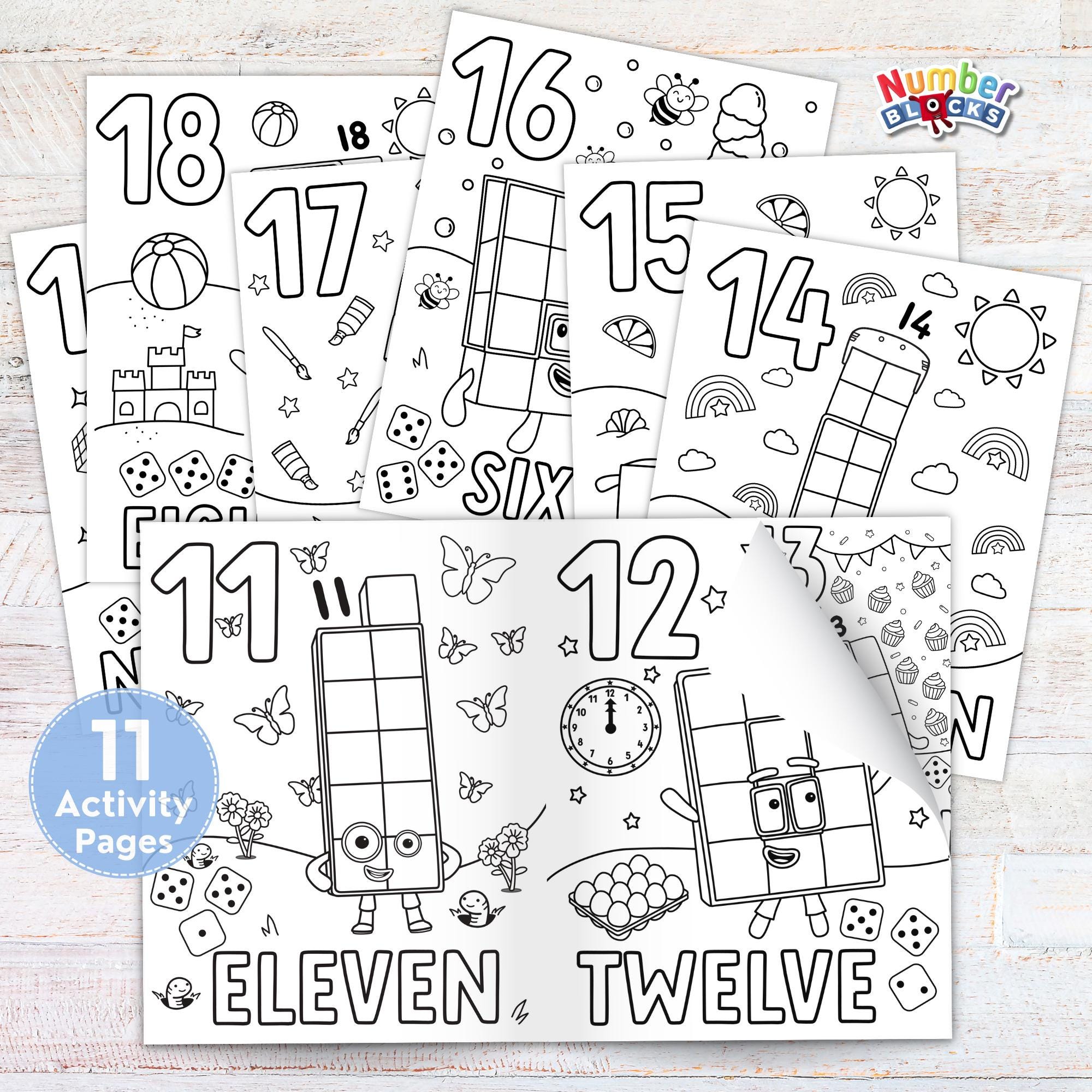 Numberblocks Colouring Book: 11-20, Interactive Questions (digital ...