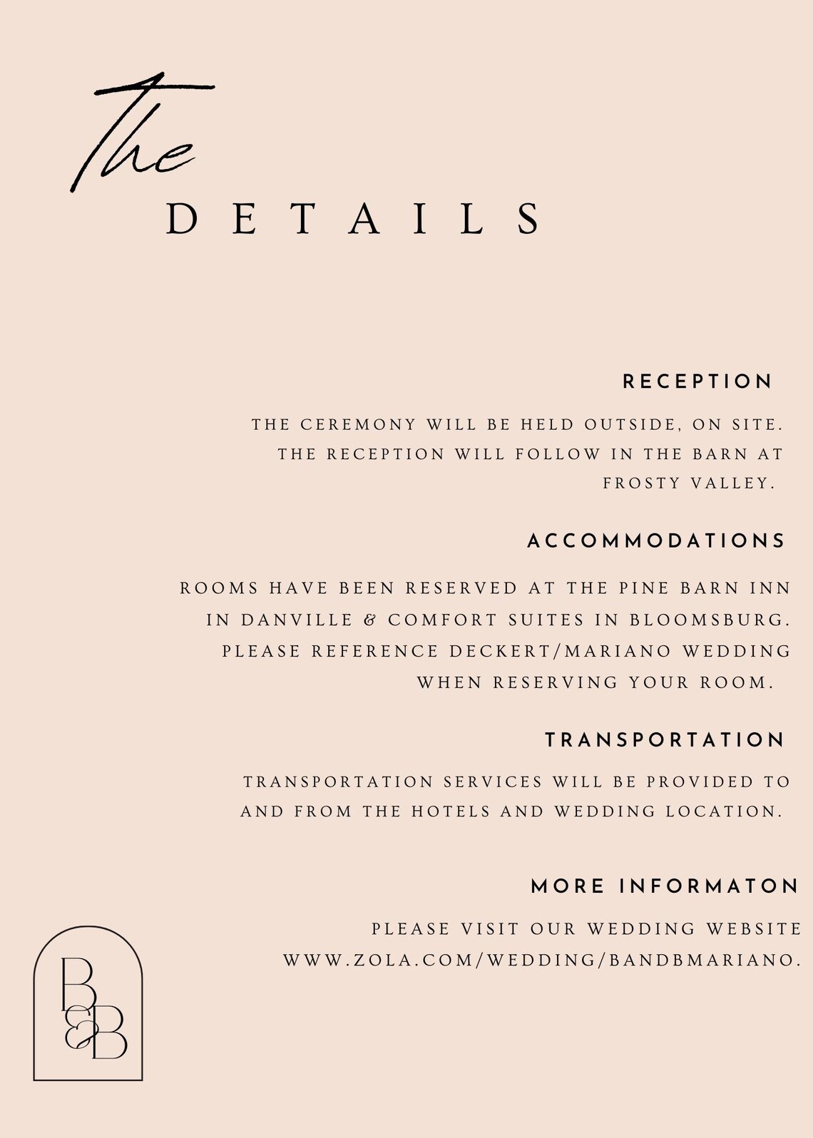 Wedding Detail Card Digital Copy - Etsy