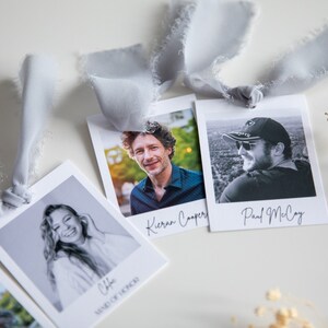 Photo Place Card With Ribbon, Wedding Table Place Name Card, Seating ...